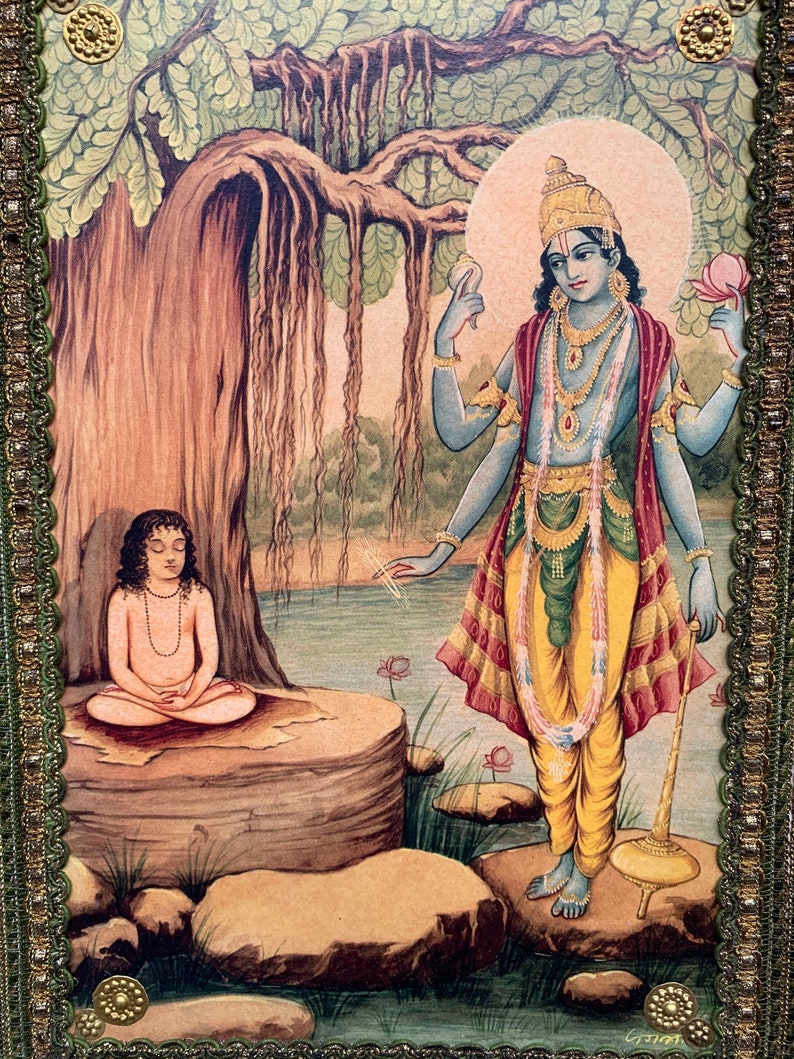 Lord Vishnu Vintage Photo Frame: Indian God Art, Pooja Room Decor (9x12 ...