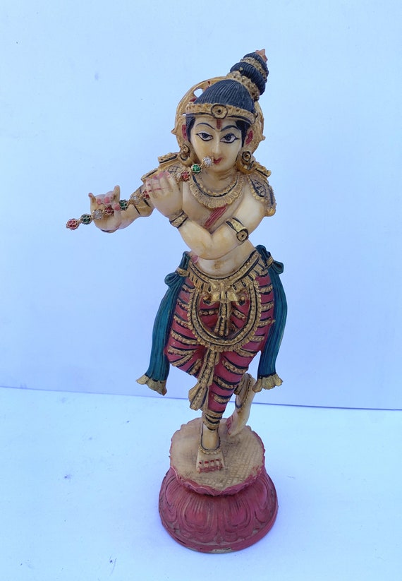 Krishna Statue Krishna Hand Painted Figurine Krishna Idol | Etsy
