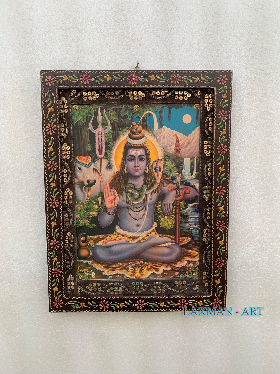 Vintage Shiva Picture Frame, Mahadev Shankar Photo Frame, Wall Hanging ...