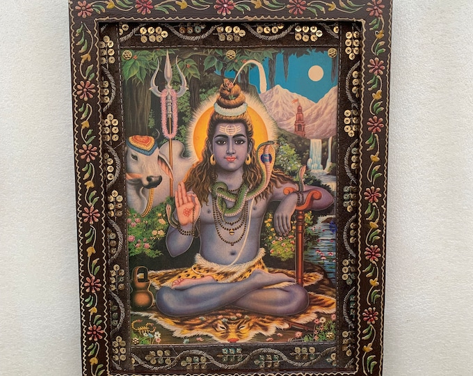 Vintage Shiva Picture Frame, Mahadev Shankar Photo Frame, Wall Hanging ...