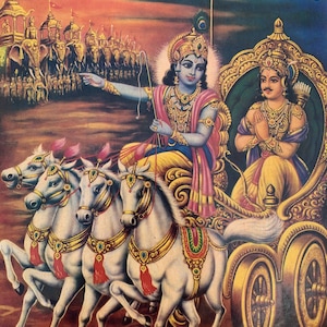 Krishna Arjun Photo Geeta Updesh a Scene From Mahabharata - Etsy