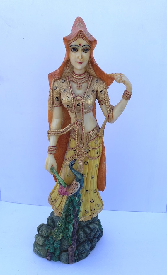 Vintage Indian Woman Statue Idol Hand Painted Standing | Etsy