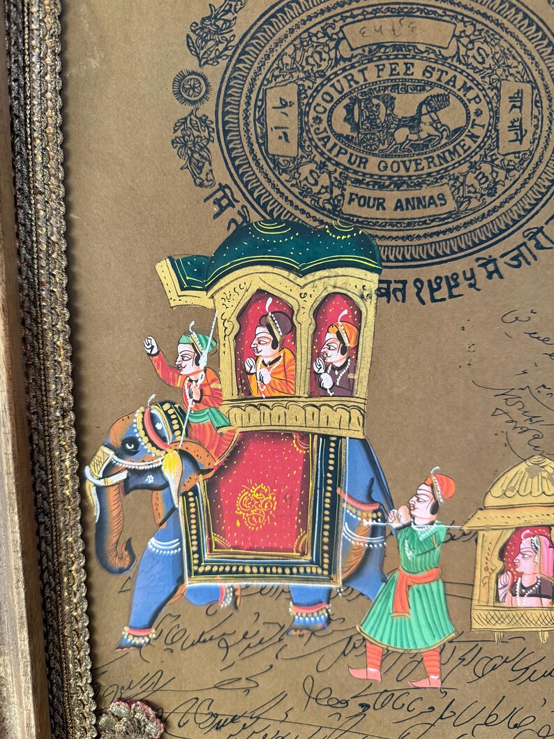 Vintage Indian King & Queen Procession Painting - Handmade Miniature ...