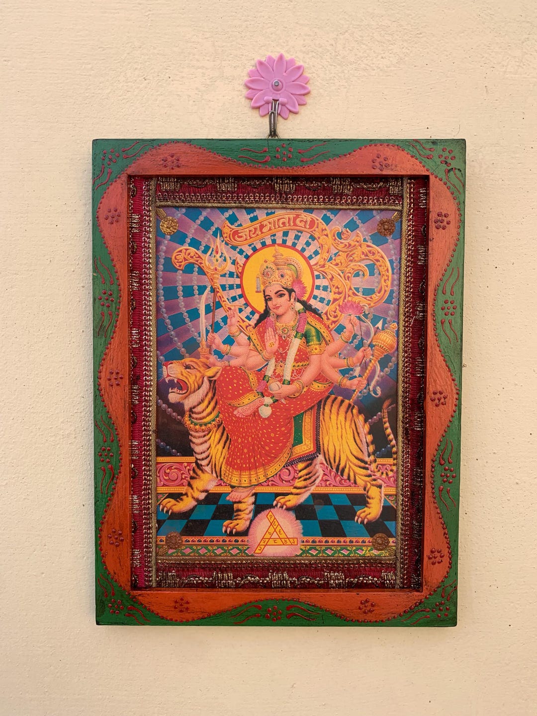 India God Durga Photo Frame, Indian Goddess Handmade Photo, Vintage ...