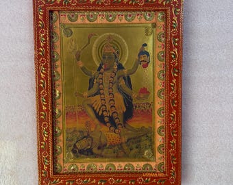 Kali Mata Photo Frame, Indian Hindu Goddess Photo, Vintage Indian Deity ...