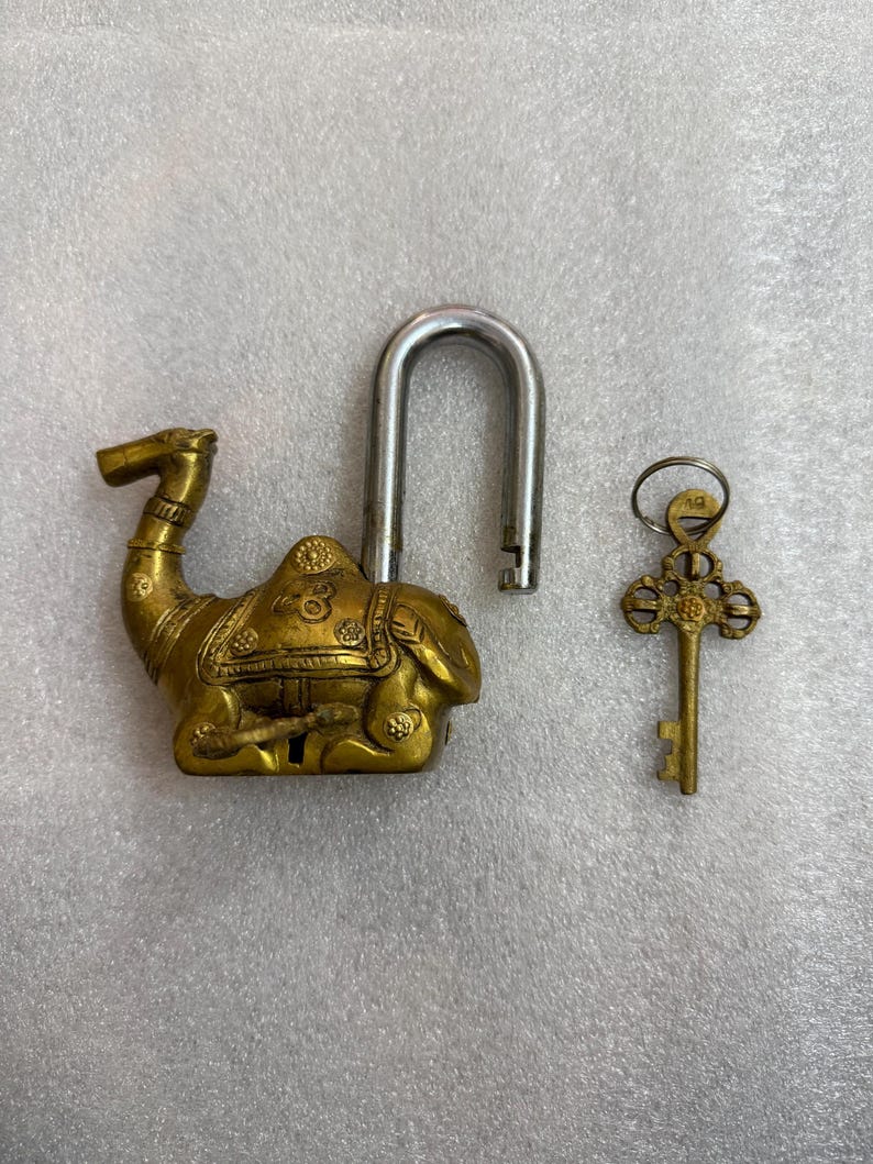 Brass Camel Lock, Vintage Safety Lock, Camel Shaped Lock, Vintage ...