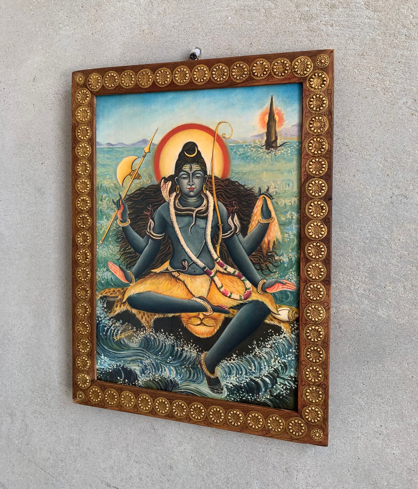 God Picture Frame Shiva Hindu God Poster Frame Indian Deity | Etsy