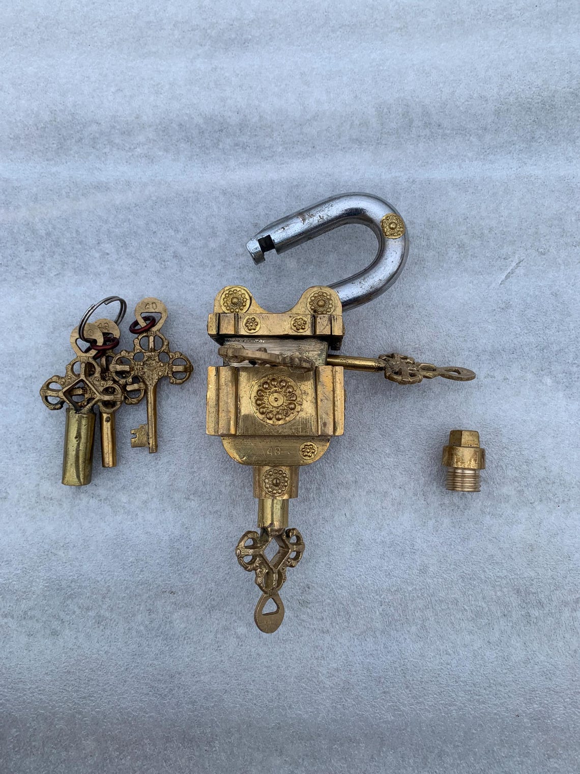 Handmade Brass Puzzle Lock: Vintage Style Security Lock With Keys - Etsy