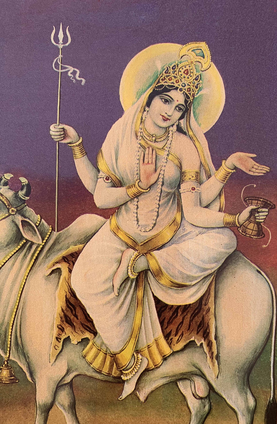 Mahagauri Durga Mata Photo Avatar of Durga Mata Indian - Etsy