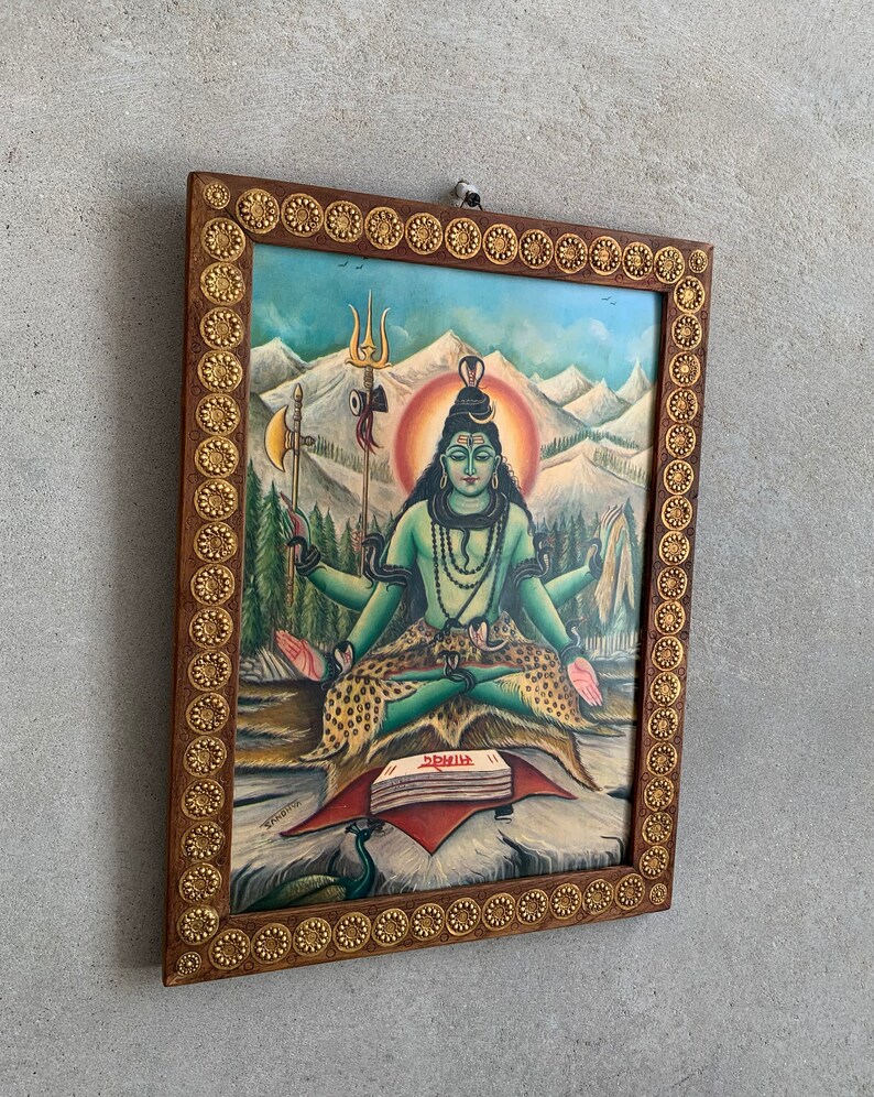 Vintage Indian God Shiva Photo Frame Mahadev Shankar Picture - Etsy