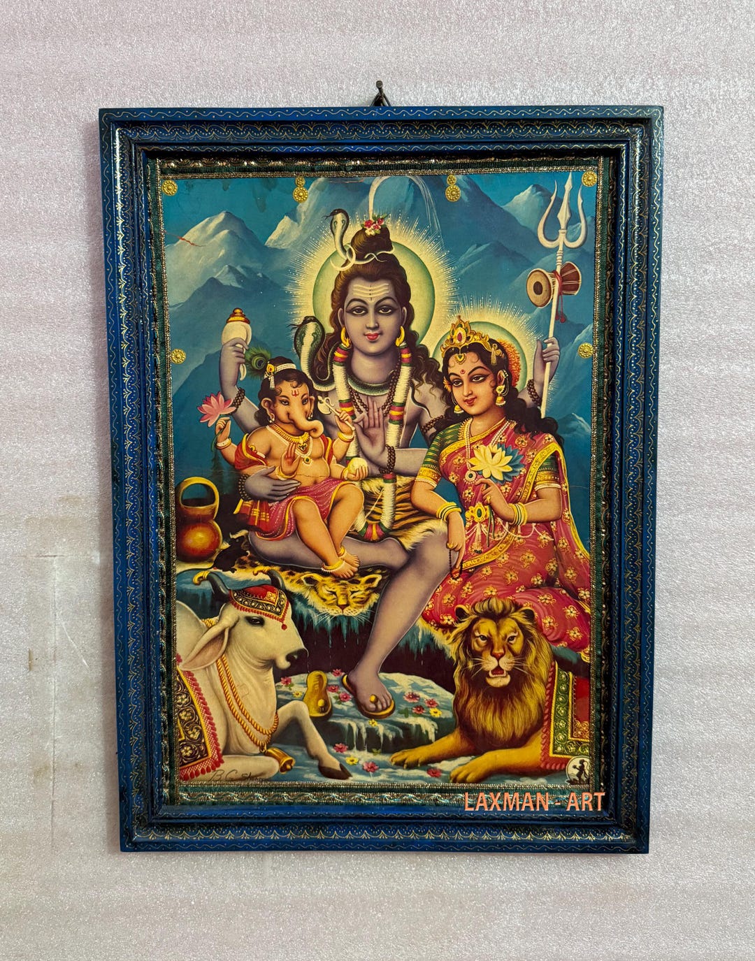 God Poster Frame, Shiva Family Photo, Hindu God Frame Religious Old ...