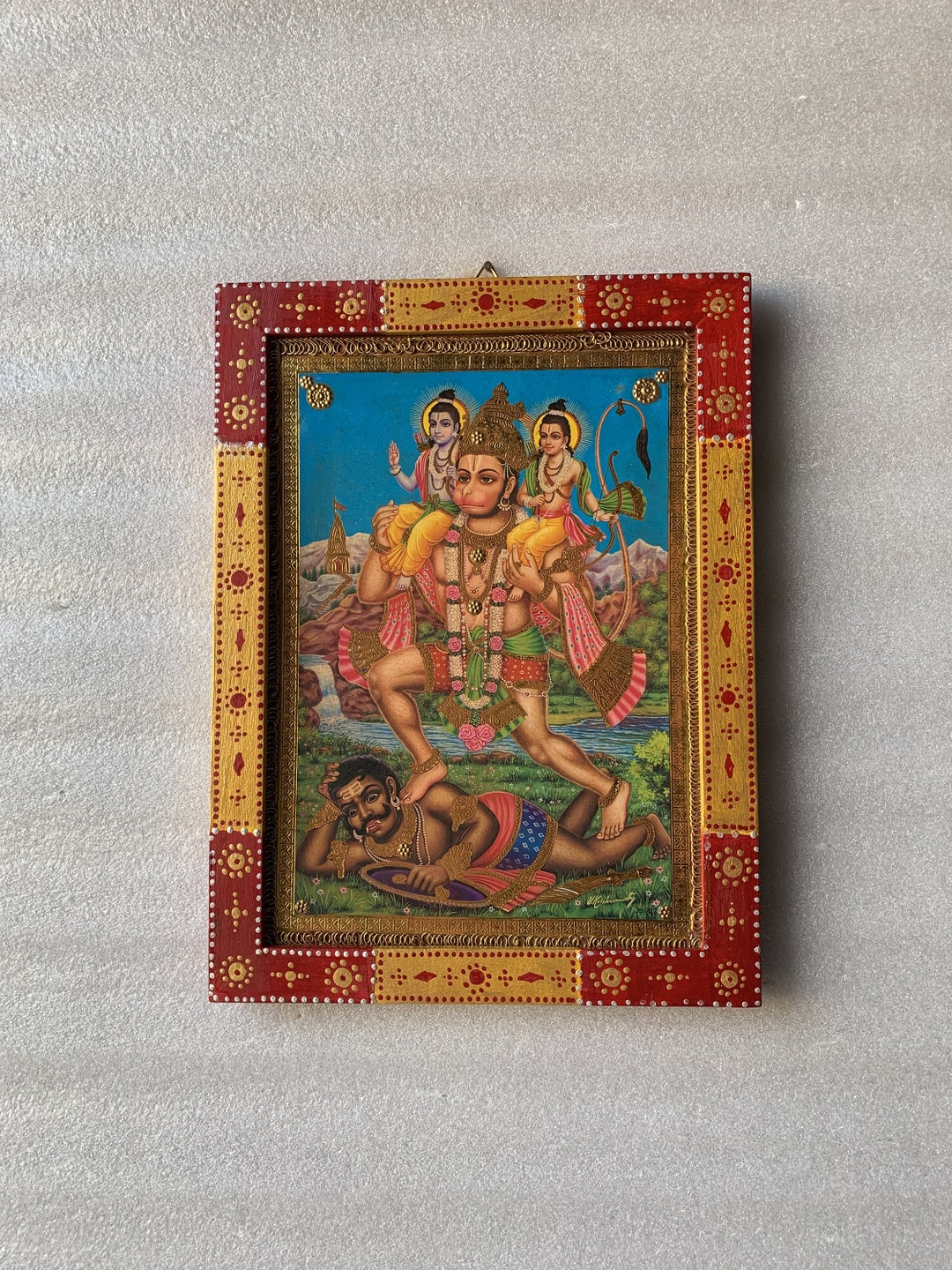 Ram Laxman Hanuman Photo Frame, Ram Bhakt, Bajrangbali Photo, Vintage ...