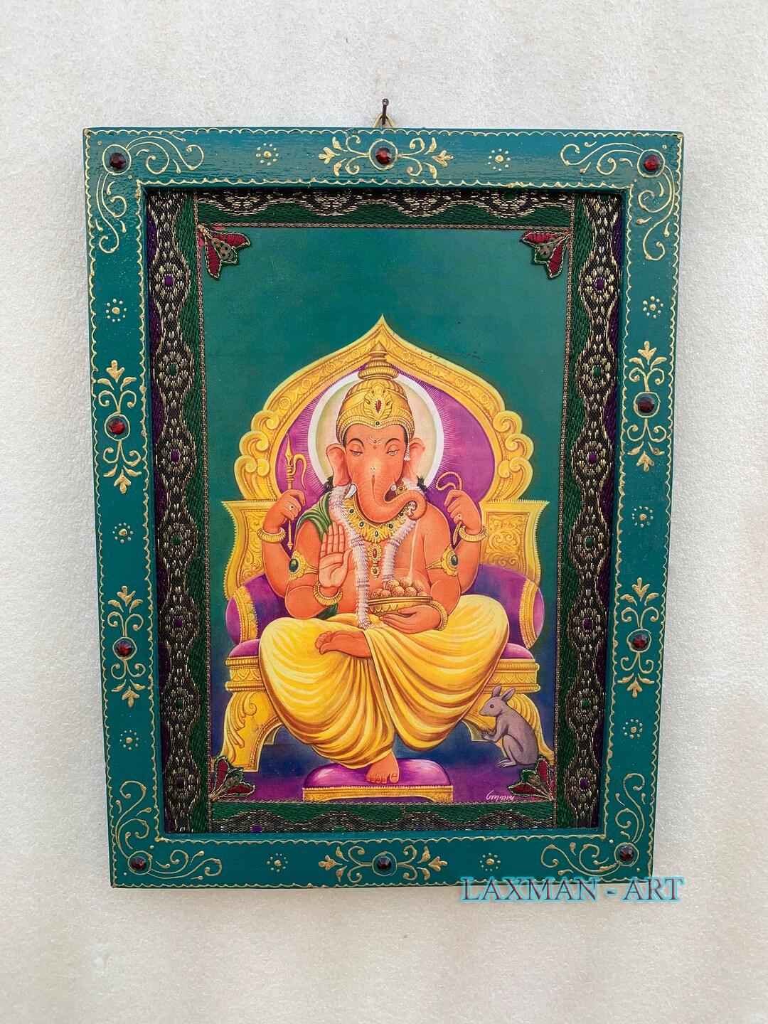 God Ganesha Vintage Photo Frame, Indian Deities Old Photo, Indian Gods ...