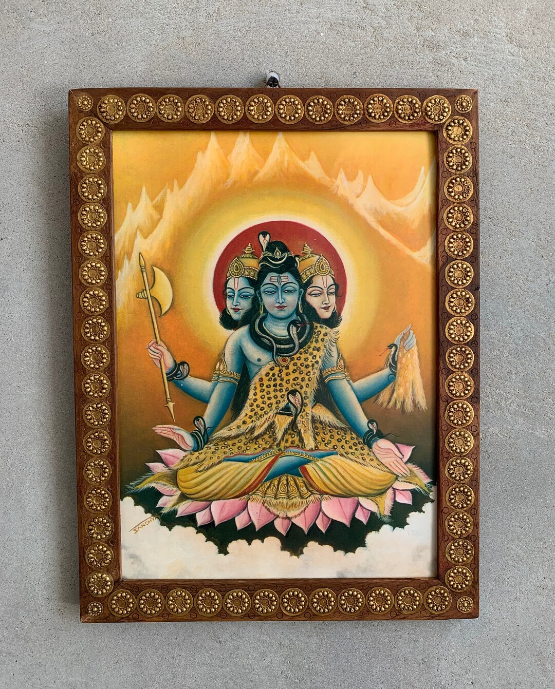 God Shiva Photo Frame, Indian God Picture Frame, Lord Shiva 3 Head ...
