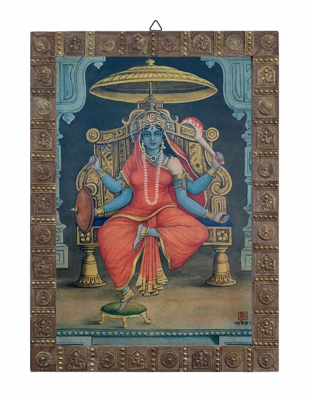 Indian Goddess Mata Matangi Photo, Vintage Indian Hindu God Photo ...