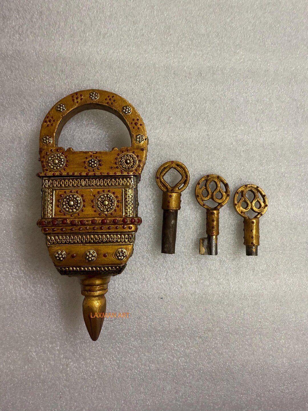 Tricky Brass Puzzle Lock With 3 Keys: Antique Iron Security Lock - Etsy