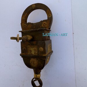 Old Lock, Brass Work Iron Square Tricky Puzzle Lock With 3 Key, Vintage ...