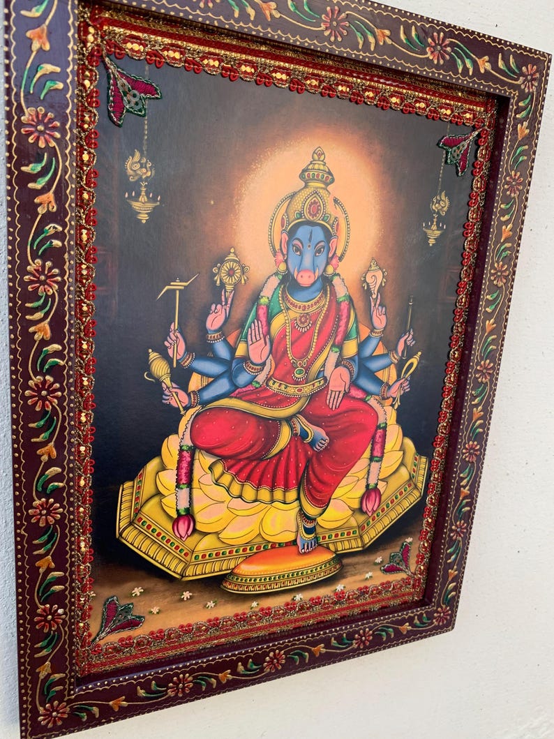 Varahi Amman Photo Frame: Indian Hindu Goddess Art, Handmade Decor (9 X ...
