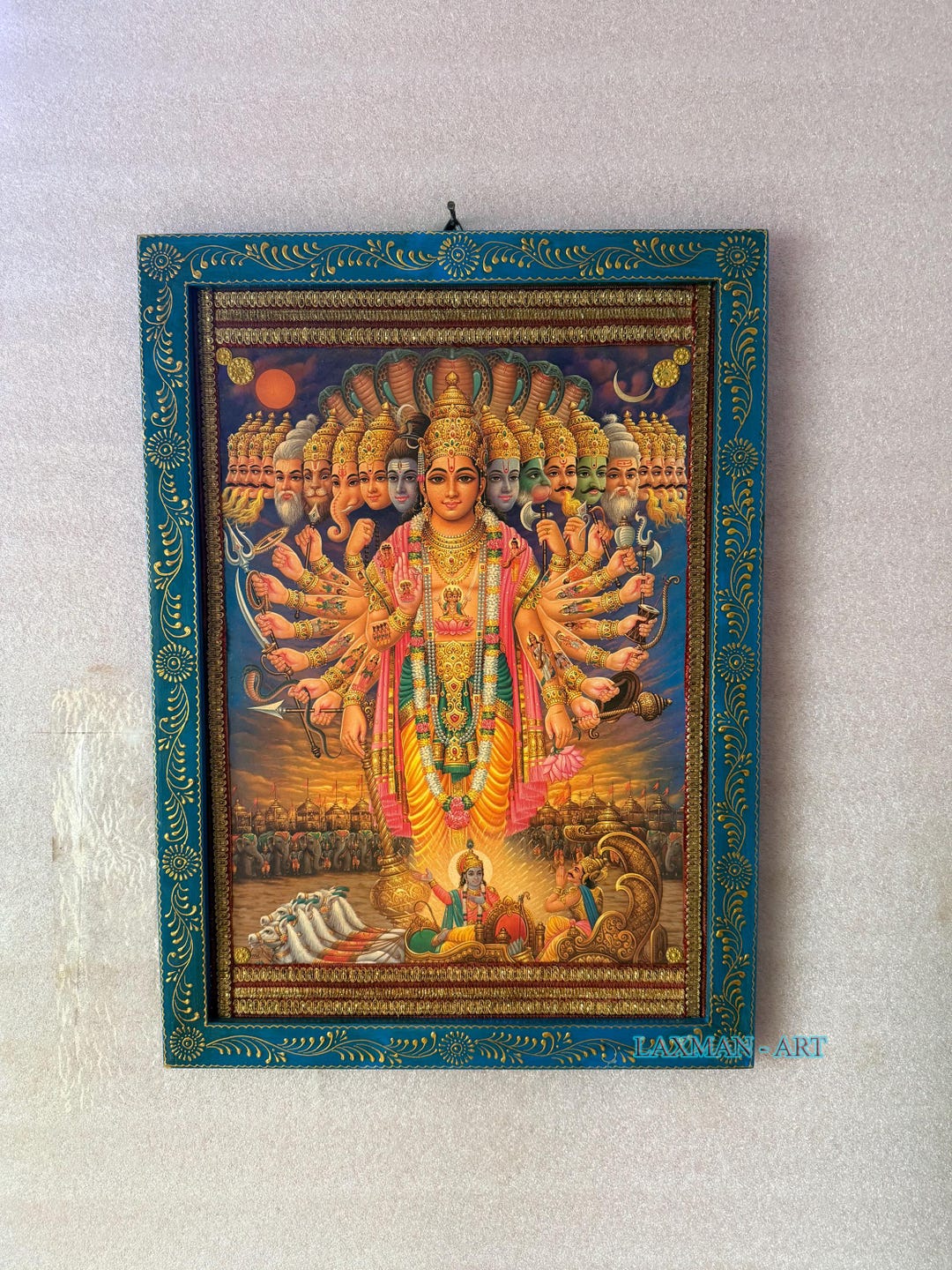 Hindu God Wall Art, Virat Swaroop Vishnu Old Photo, Vintage India Hindu ...