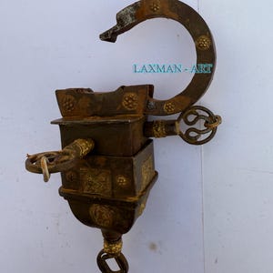 Old Lock, Brass Work Iron Square Tricky Puzzle Lock With 3 Key, Vintage ...