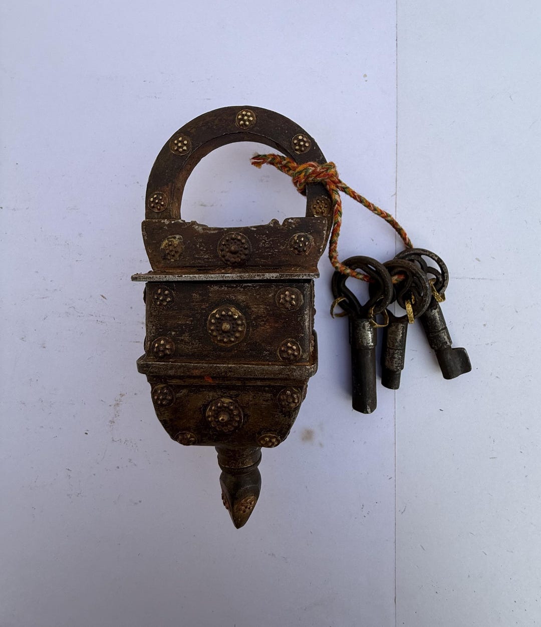 Antique Lock Rare Brass Work Iron Square Tricky Puzzle Lock With 3 Key ...