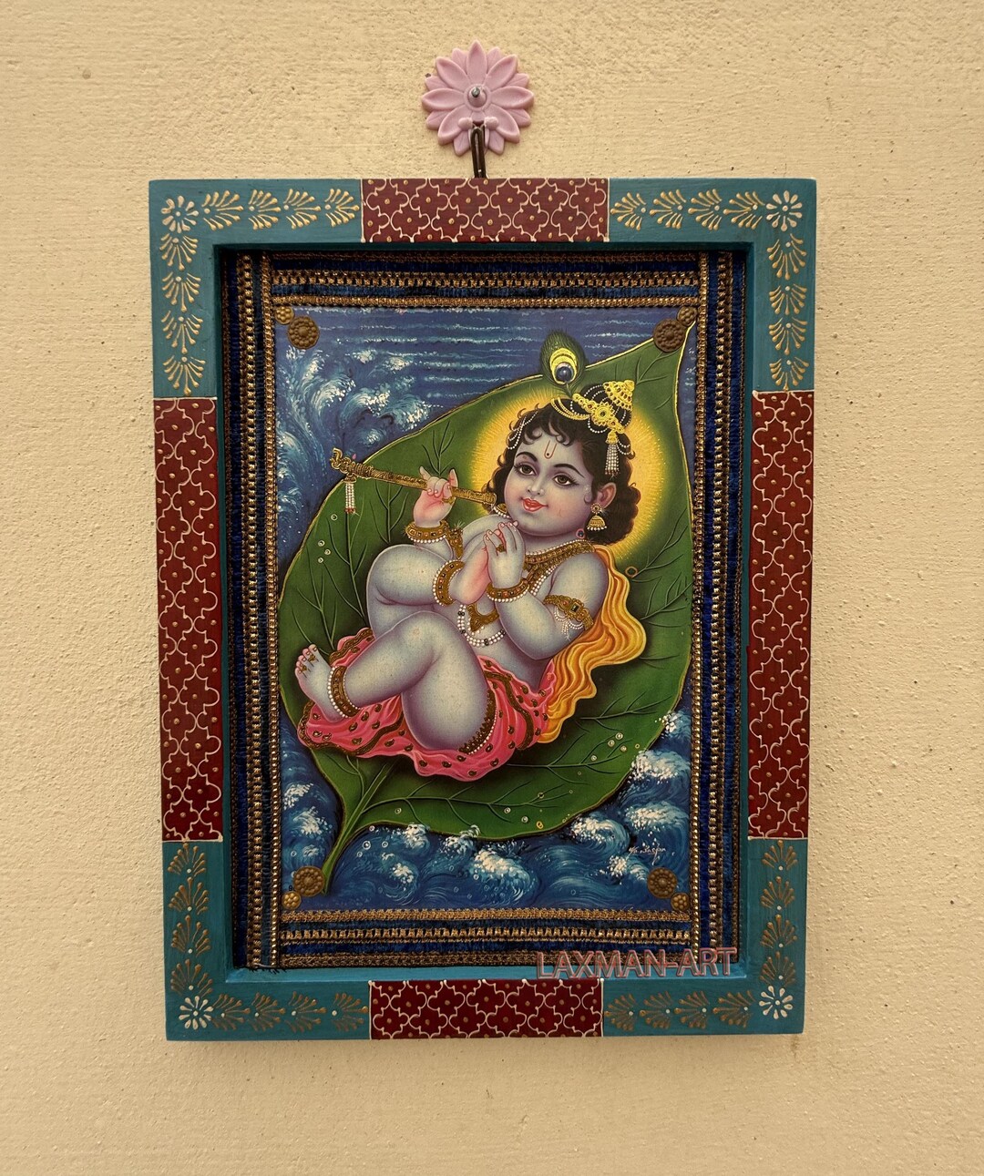 Vintage Krishna Frame, Bal Krishna Old Photo, God Religious Wood Made ...