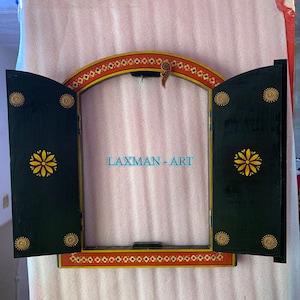 Wooden Window Frame Vintage, Handpainted God Ganesha Devotee Window ...