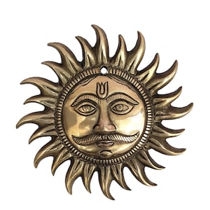 Brass Surya Dev Wall Hanging Statue, Lord Sun Face Wall Decor, Surya ...