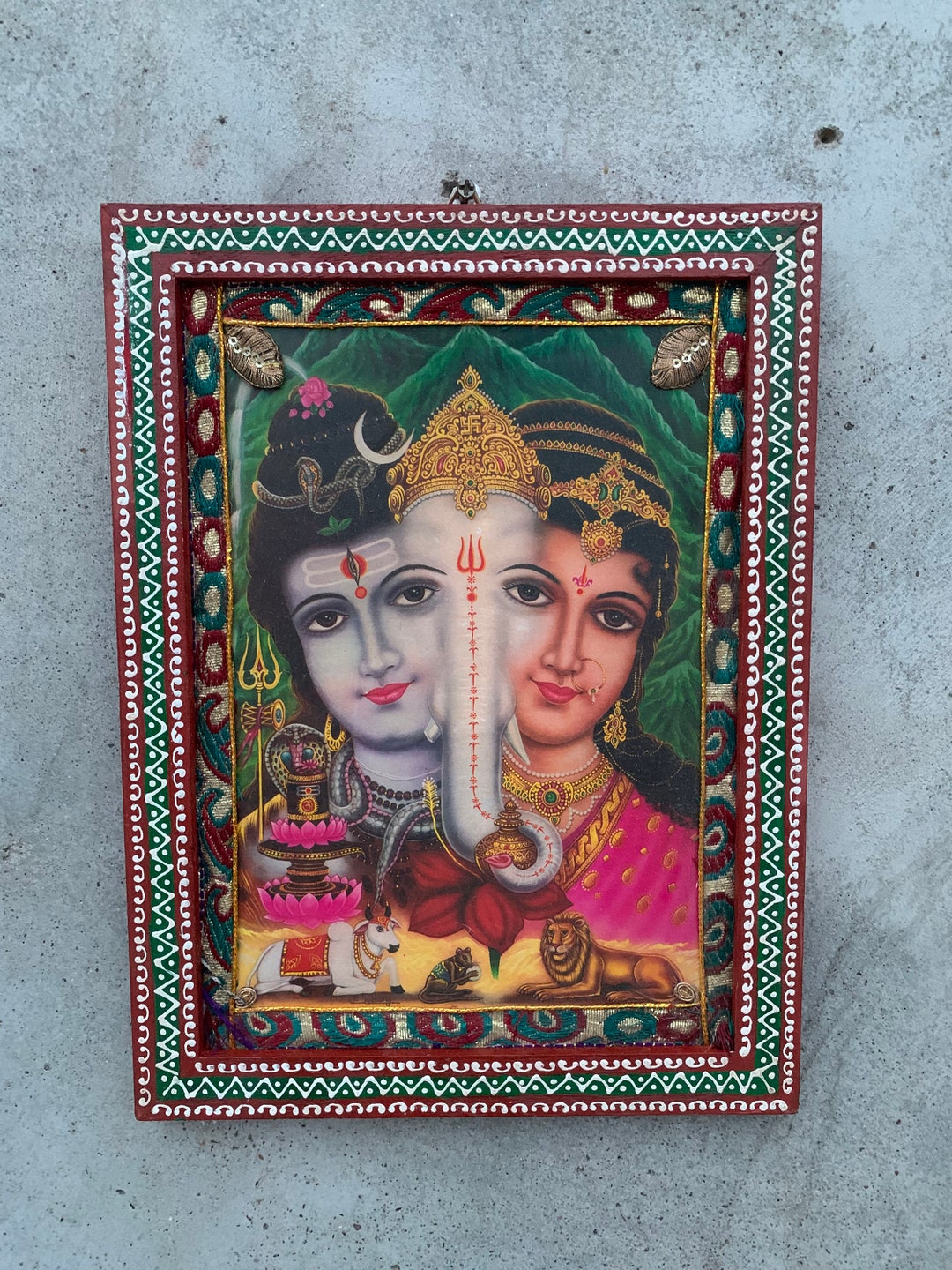 Shiva Parvati Photo Frame, Shiv Parvati Handmade Photo Frame, Ganesha ...