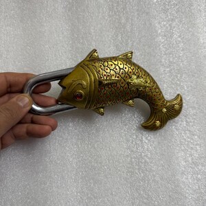 Brass Lock, Fish Shaped Lock, Vintage Handmade Antique Design Lock ...