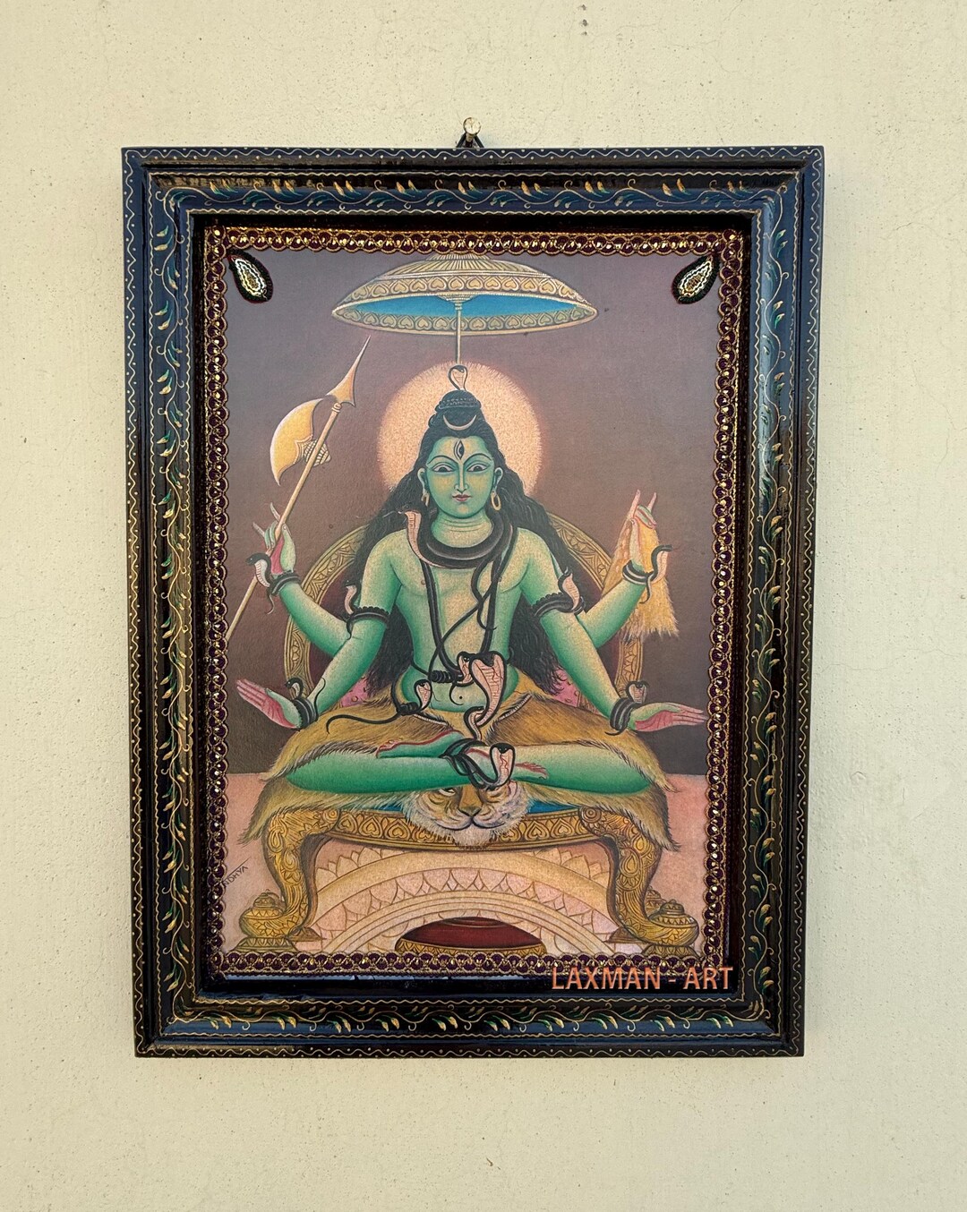 God Shiva Handmade Wall Frame, Hindu God Picture, Indian Deity God ...