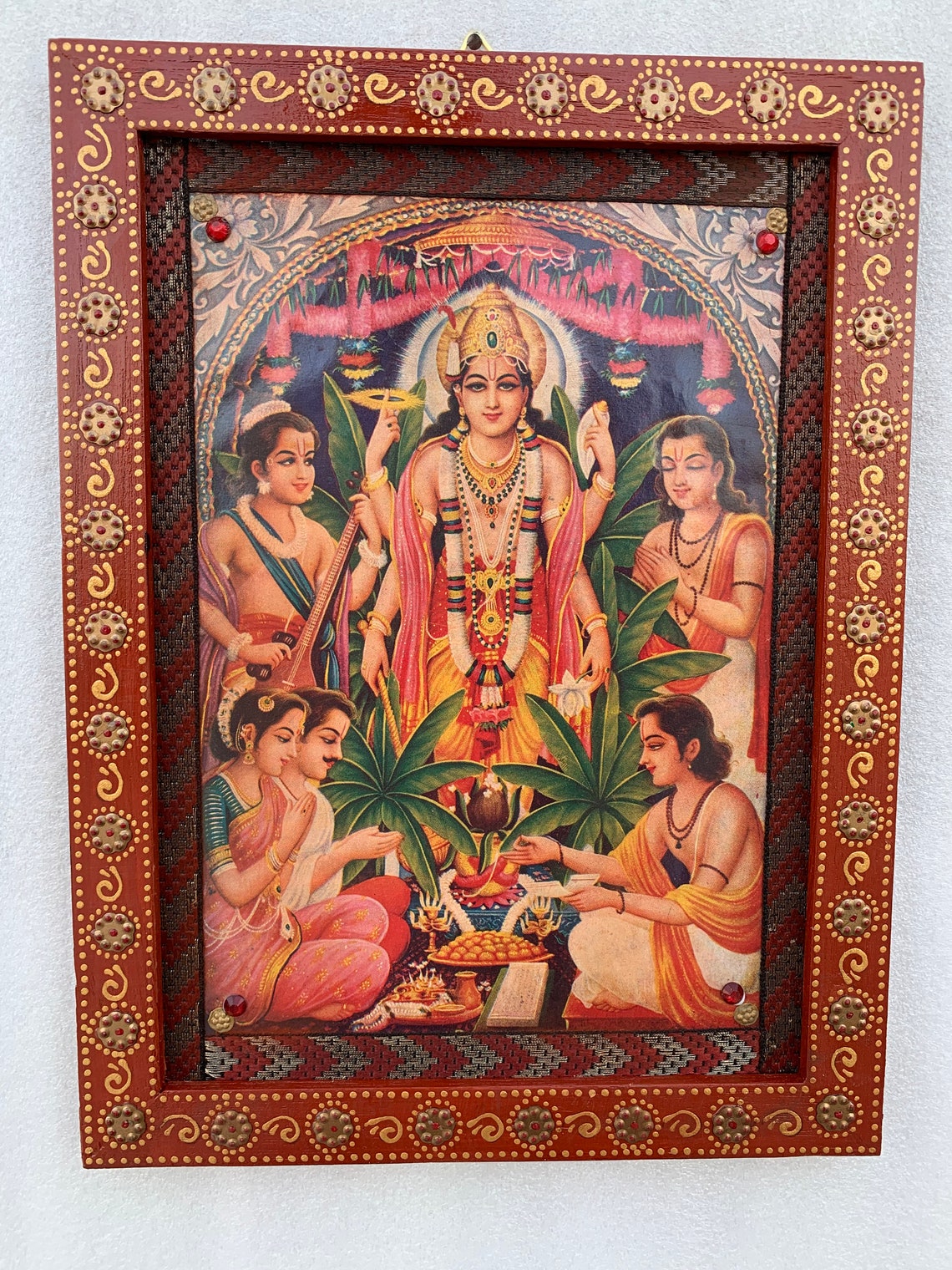 Vintage Lord Vishnu Photo A Frame of Satyanarayn God Pooja - Etsy