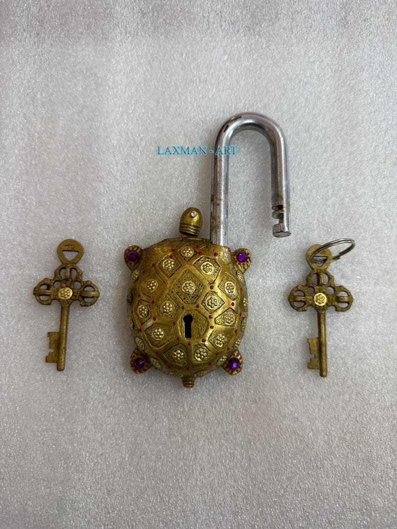 Vintage Lock, Brass Turtle Lock, Tortoise Lock, Old Indian Home Decor ...