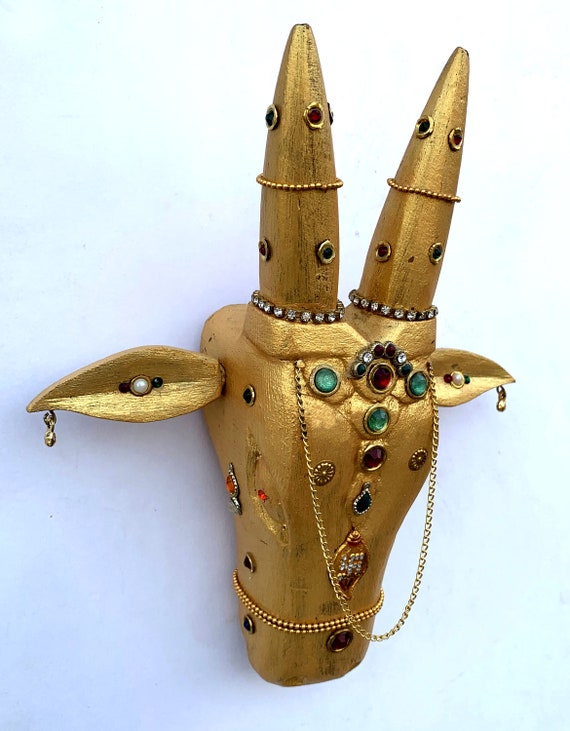 Wooden Cow Head Statue Indian Nandi Cow Head Handmade Brass - Etsy Ireland