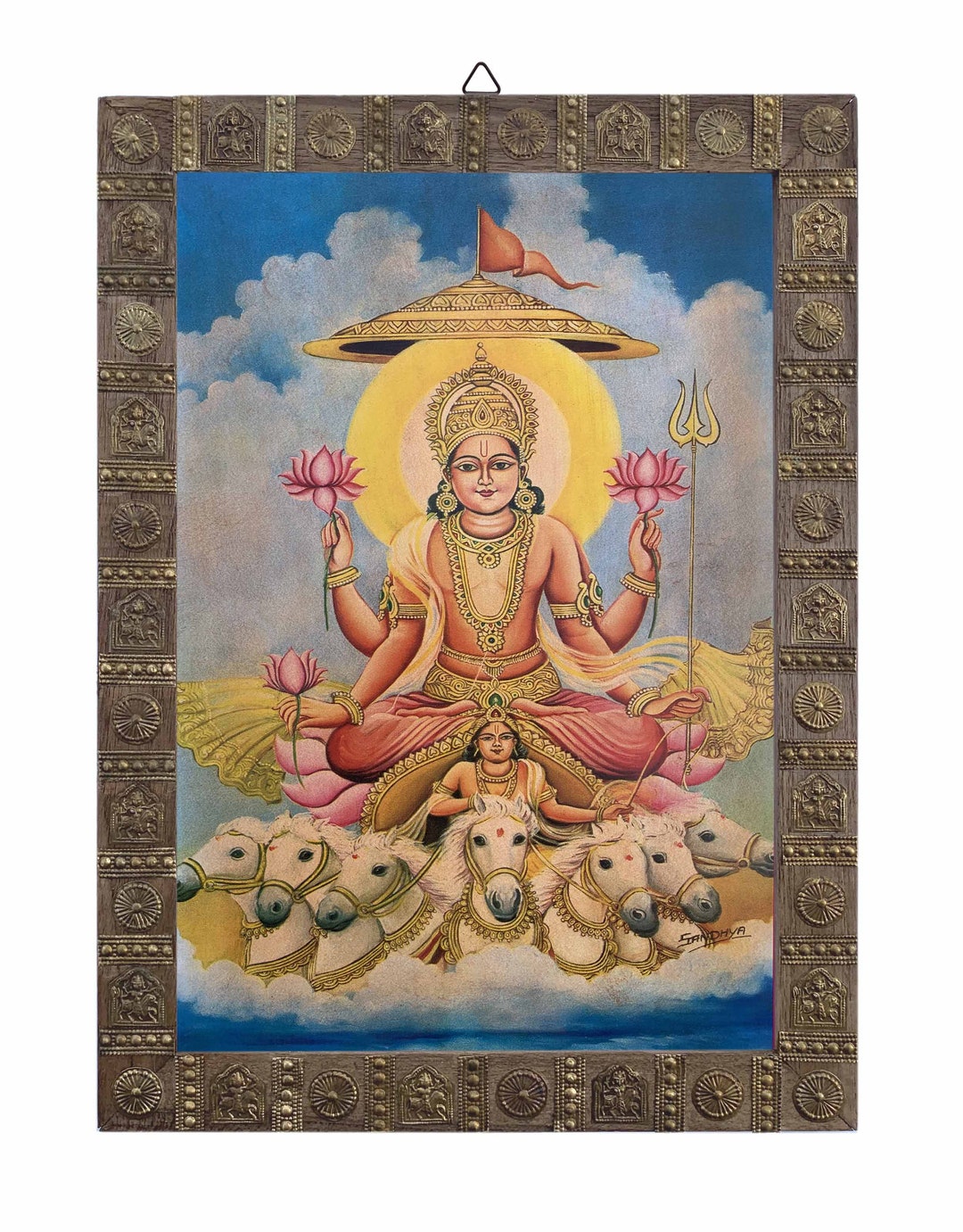 God Suryadev Photo Deity Sun Vintage Picture Frame Indian - Etsy