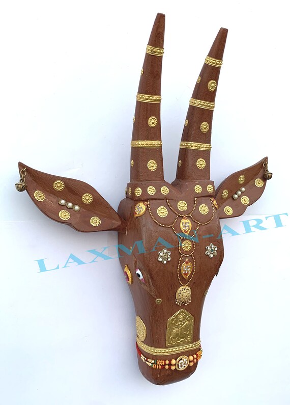 Wooden Cow Head Statue Vintage Indian Nandi Cow Head Handmade - Etsy