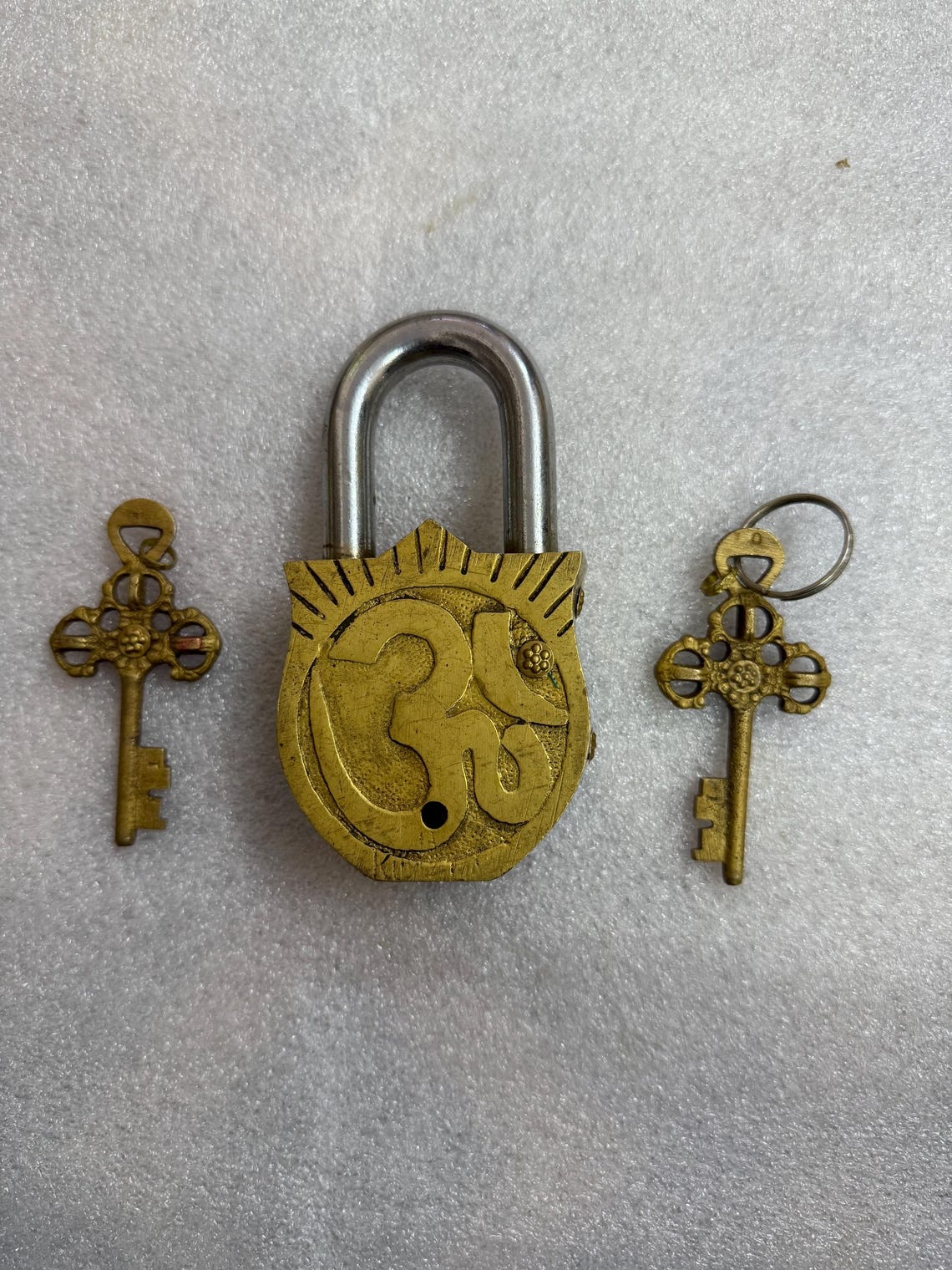 Brass Lord Ganesha Design Padlock With Keys, Handcrafted Functional ...