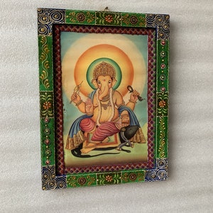 God Ganesha Vintage Photo Frame, Indian Deities Old Photo, Indian Gods ...