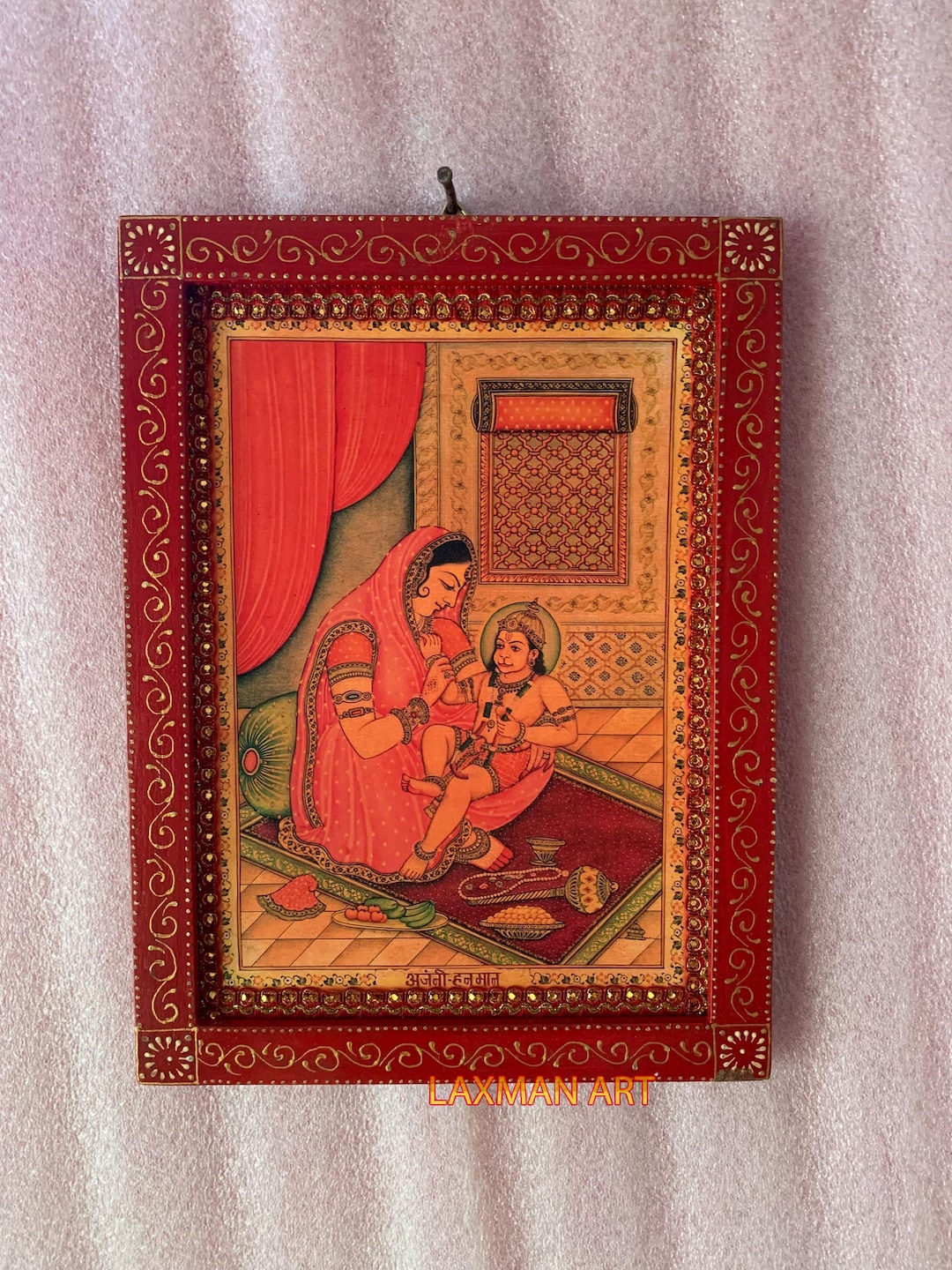 Bal Hanuman With His Mother Anjani Photo, Indian Deities Photo, Indian ...
