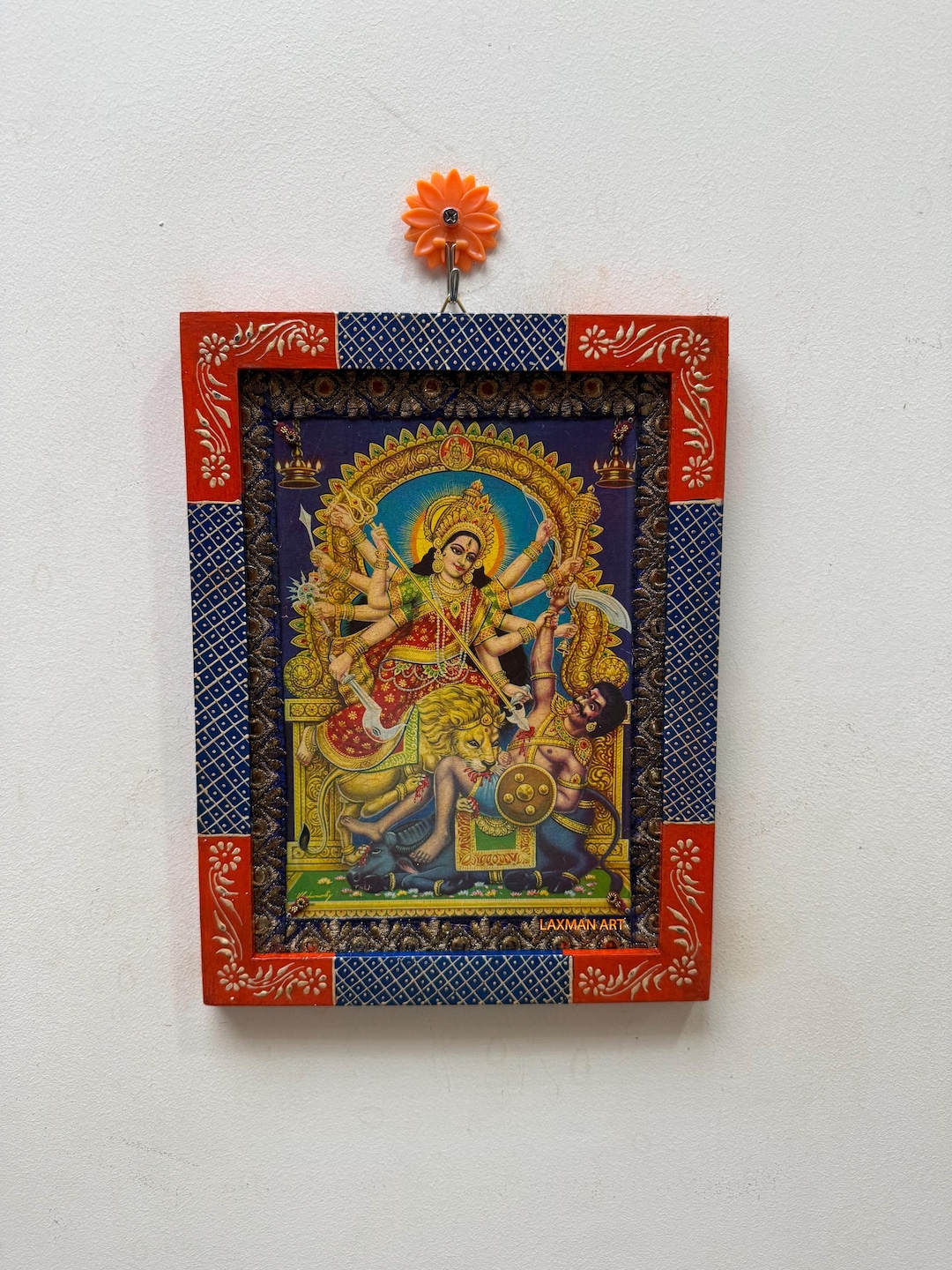 Vintage Durga Mata Photo Frame: Hand-painted Hindu Goddess Art - 9x12 ...
