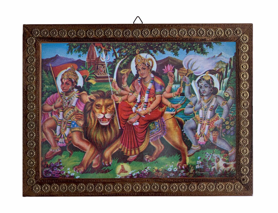 Godess Durga Mata With Hanuman Ji , Bheru Ji and Sherawali Mata Photo ...