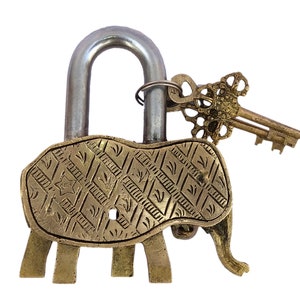 Brass Elephant Lock: Vintage Style Collectible Security Lock With Keys ...