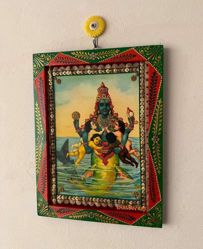 God Vishnu Matsya Avatar Photo Frame: Wall Art Home Decor Indian ...