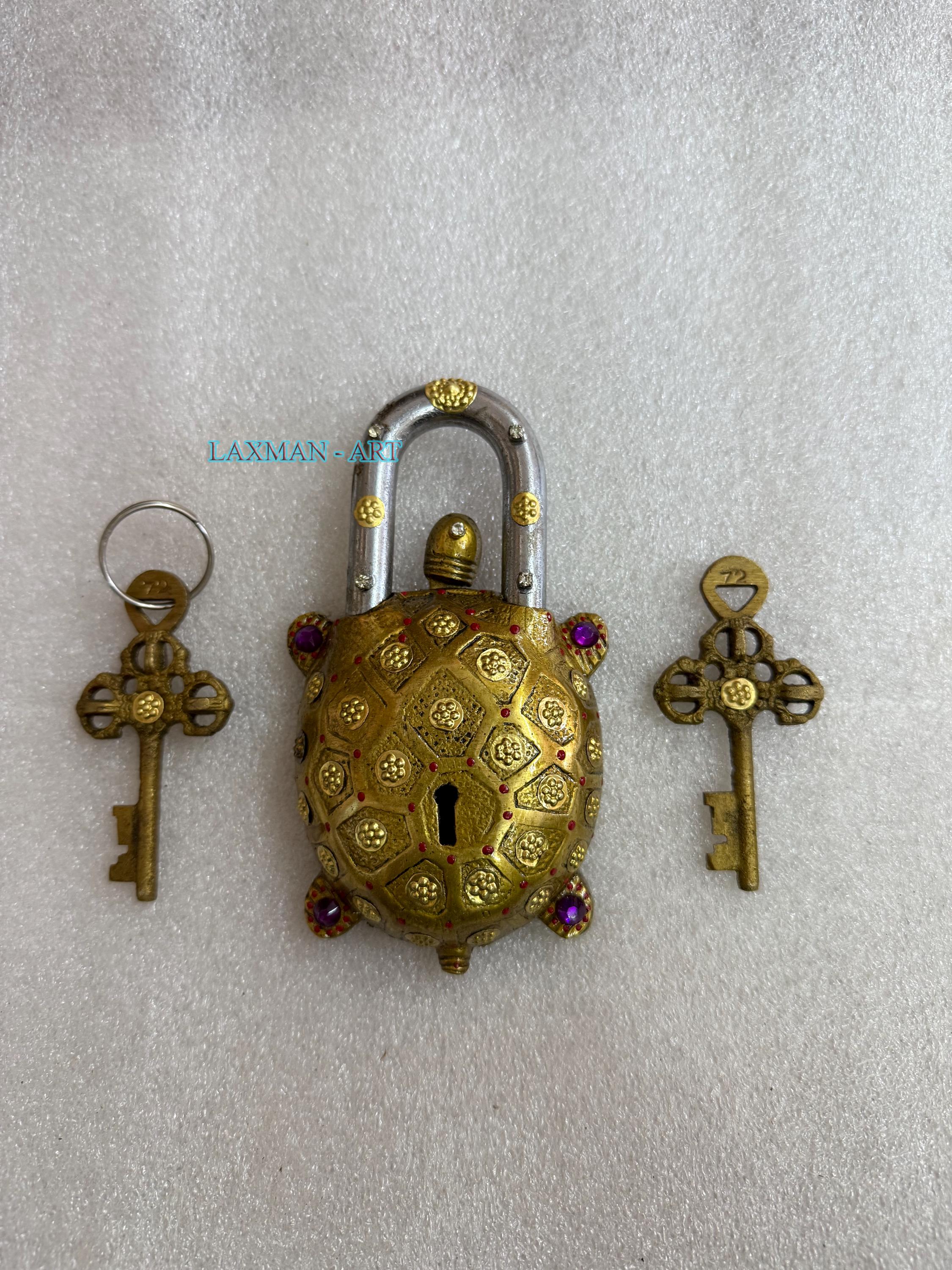 Vintage Lock, Brass Turtle Lock, Tortoise Lock, Old Indian Home Decor ...