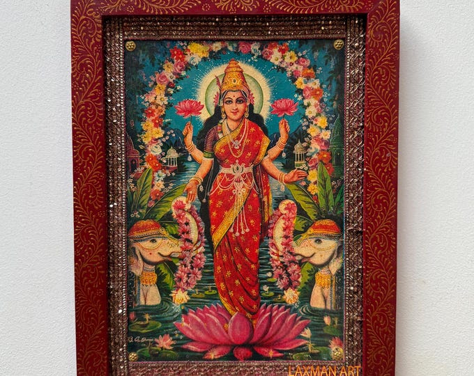 Vintage Lakshmi Frame, Laxmi Mata Vintage Photo Frame, Indian Gods ...