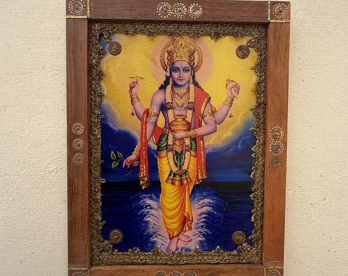 God Dhanvantari Photo Frame, Indian God Religious Vintage Photo, A God ...