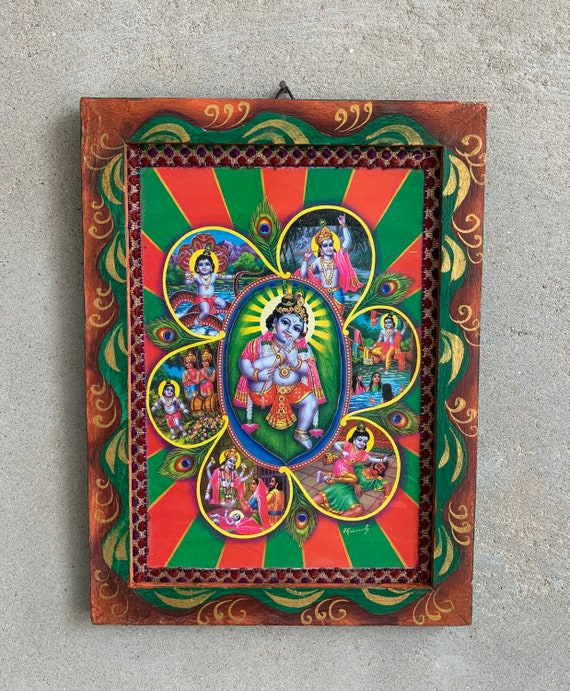 Krishna God Frame Krishna Vintage Photo Indian God Picture - Etsy