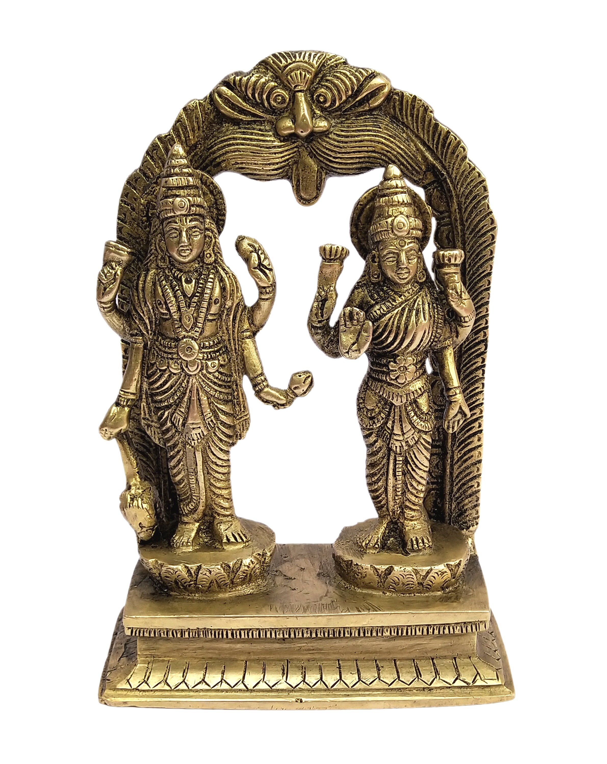 Brass Vishnu Lakshmi Set 9 Inch Brass Lakshmi Narayan Idol Laxmi