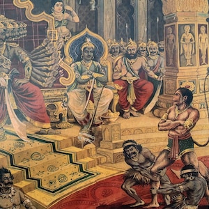 Ravan Sabha Photo, A Scene From Ramayana, Indian Gods Vintage Photos ...