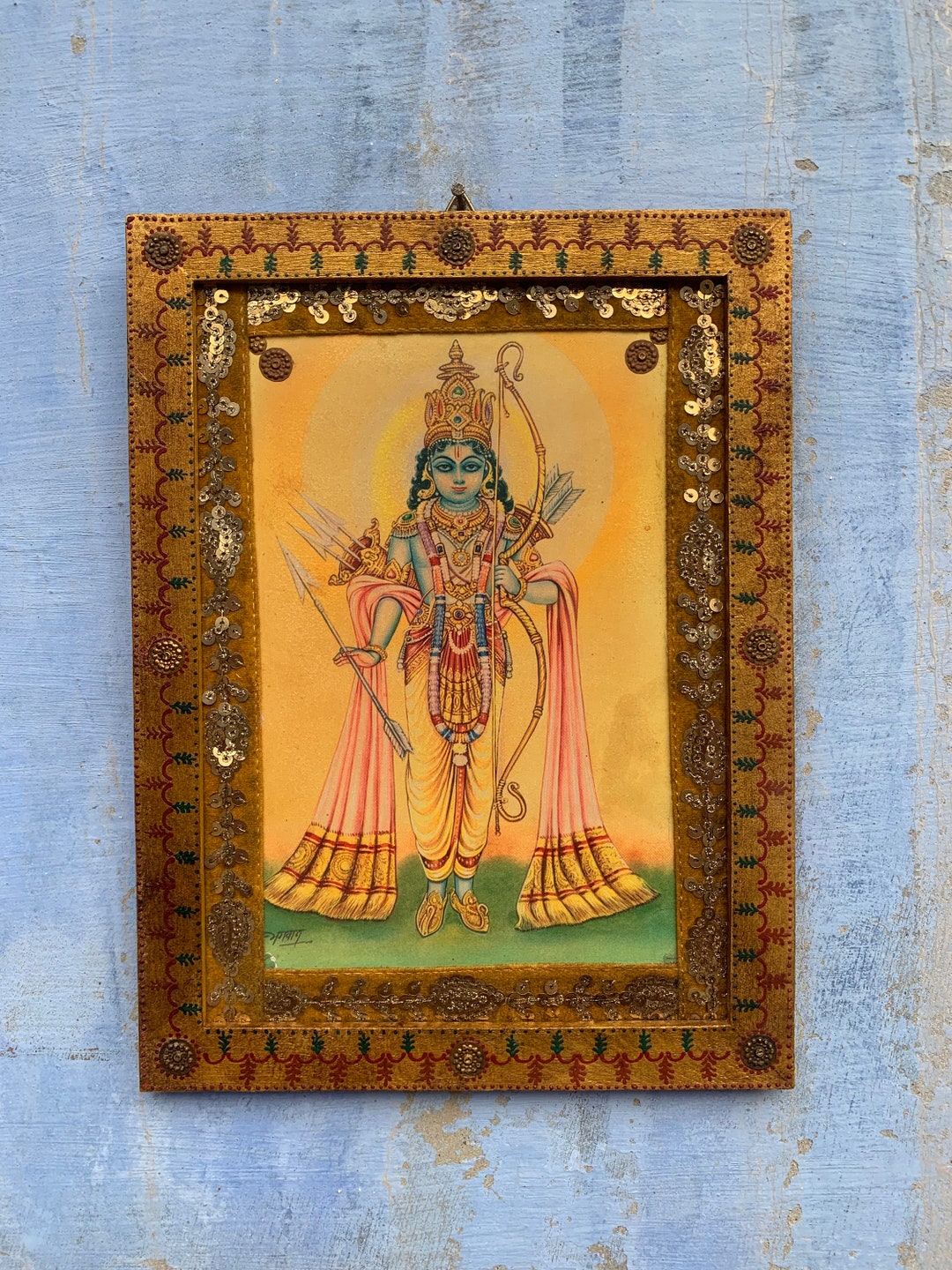 Picture Frame Lord Rama, Bhagwan Ram Vintage Photo, Indian Deities ...